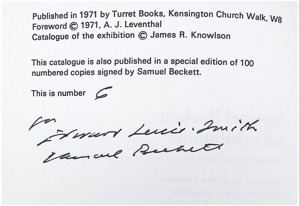 [BECKETT, Samuel]. KNOWLSON, James. Samuel Beckett: An Exhibition. He ...