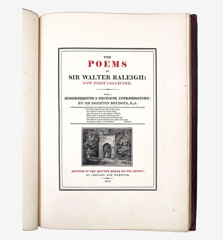 RALEIGH, Sir Walter. The Poems of Sir Walter Raleigh: Now First Colle ...