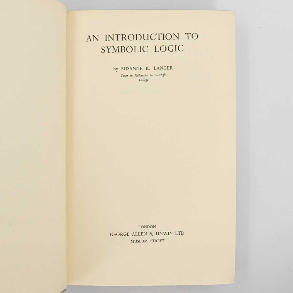 LANGER, Susanne K. An Introduction to Symbolic logic. – Sotherans
