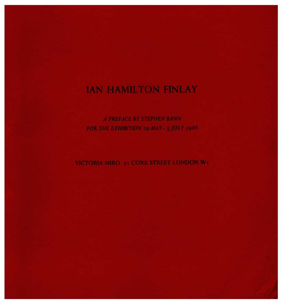 HAMILTON FINLAY, Ian. Ian Hamilton Finlay. – Sotherans