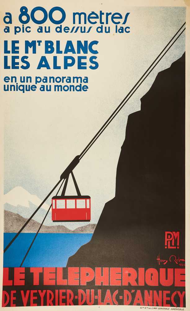 REB, Henry (1883-1959). Le Telepherique - Le Mt. Blanc, Les Alpes ...