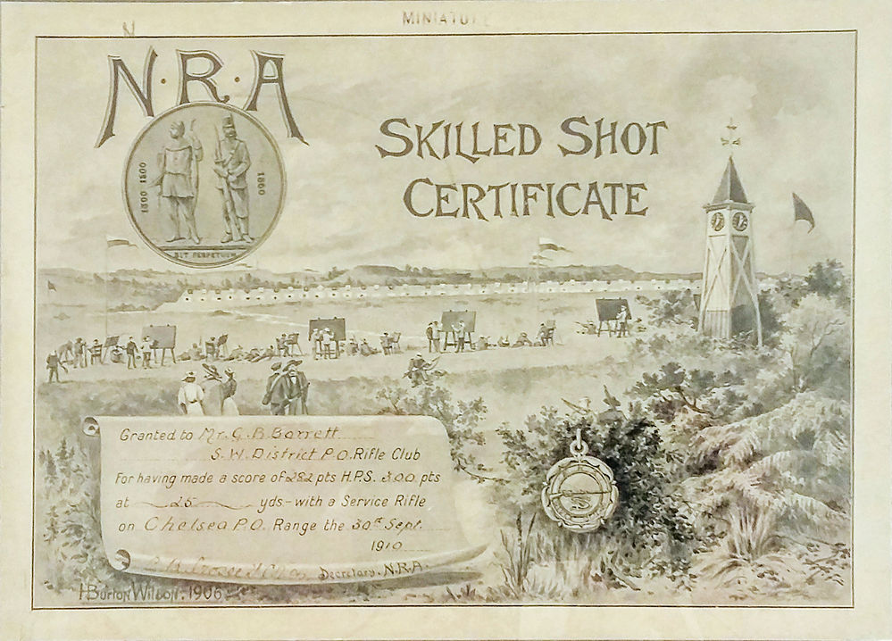 NATIONAL RIFLE ASSOCIATION. Skilled Shot Certificate. – Sotherans