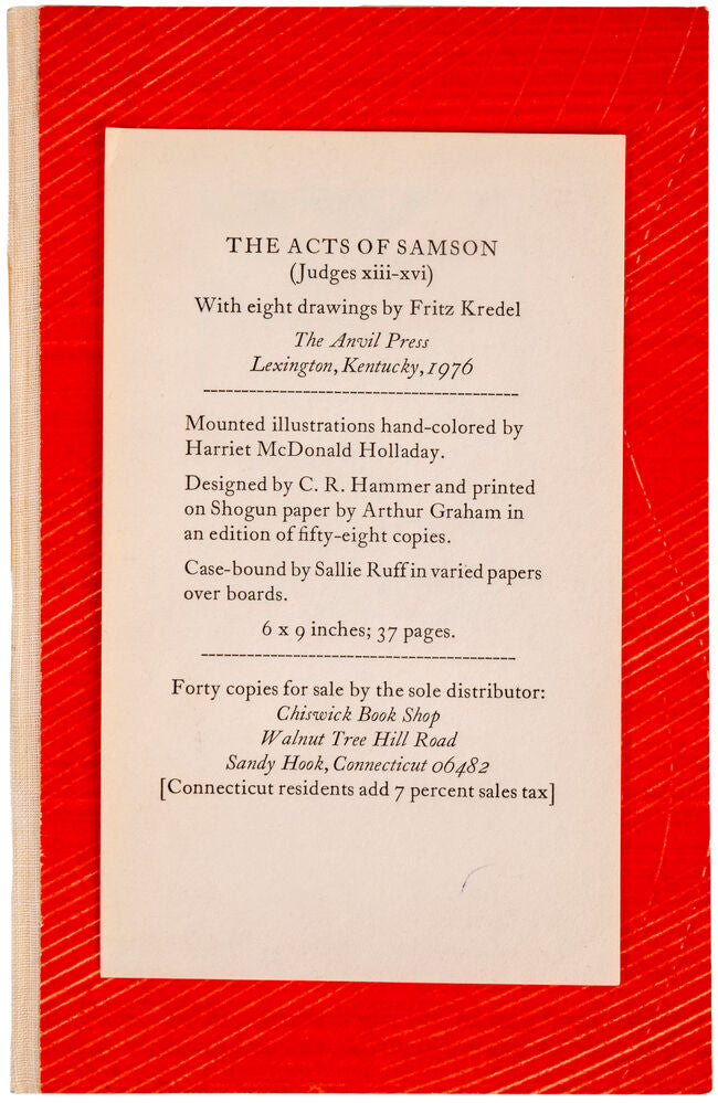 KREDEL, Fritz. The Acts of Samson. – Sotherans